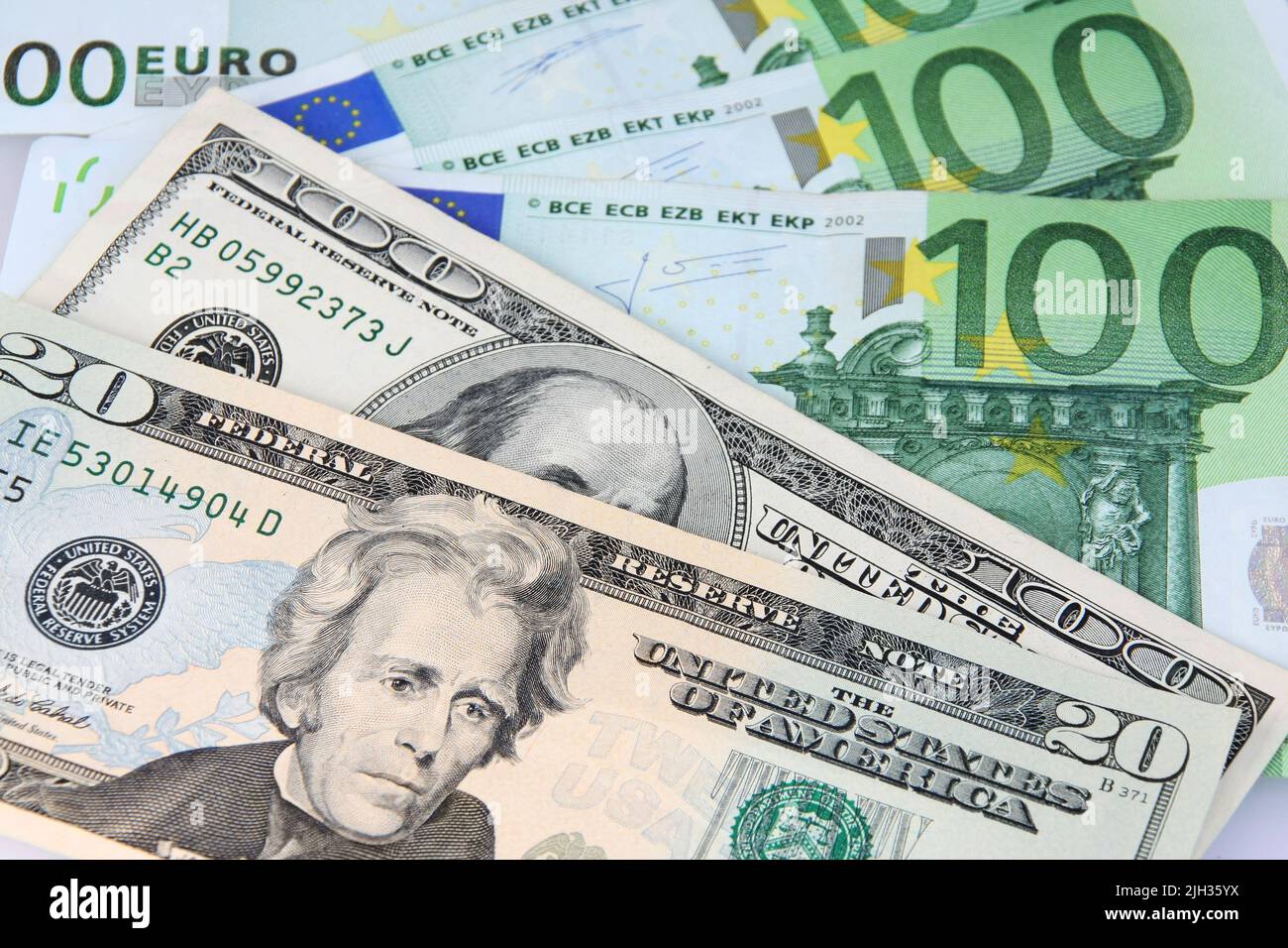 Two leading hard currencies in finance world - US Dollar and Euro Stock ...