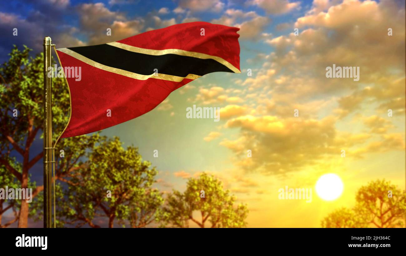 waving flag of Trinidad and Tobago at sundown for any holiday ...