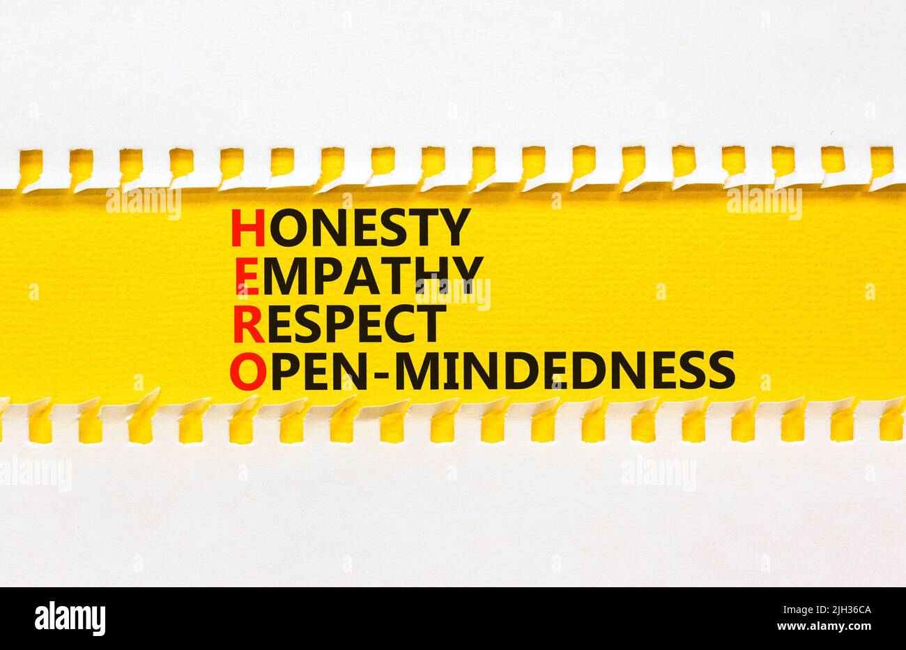 HERO honesty empathy respect open-mindedness symbol. Concept words HERO ...