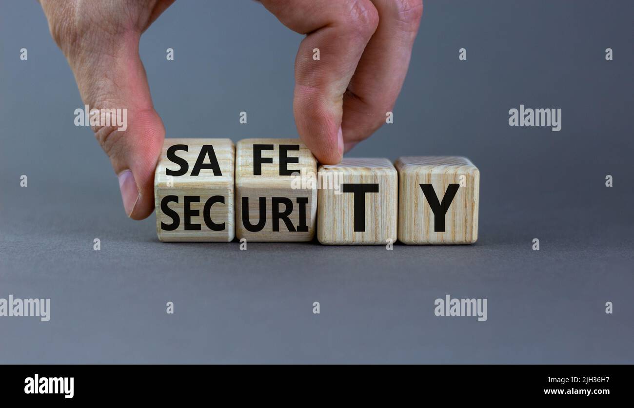 Safety and security symbol. Concept words Safety and security on wooden ...