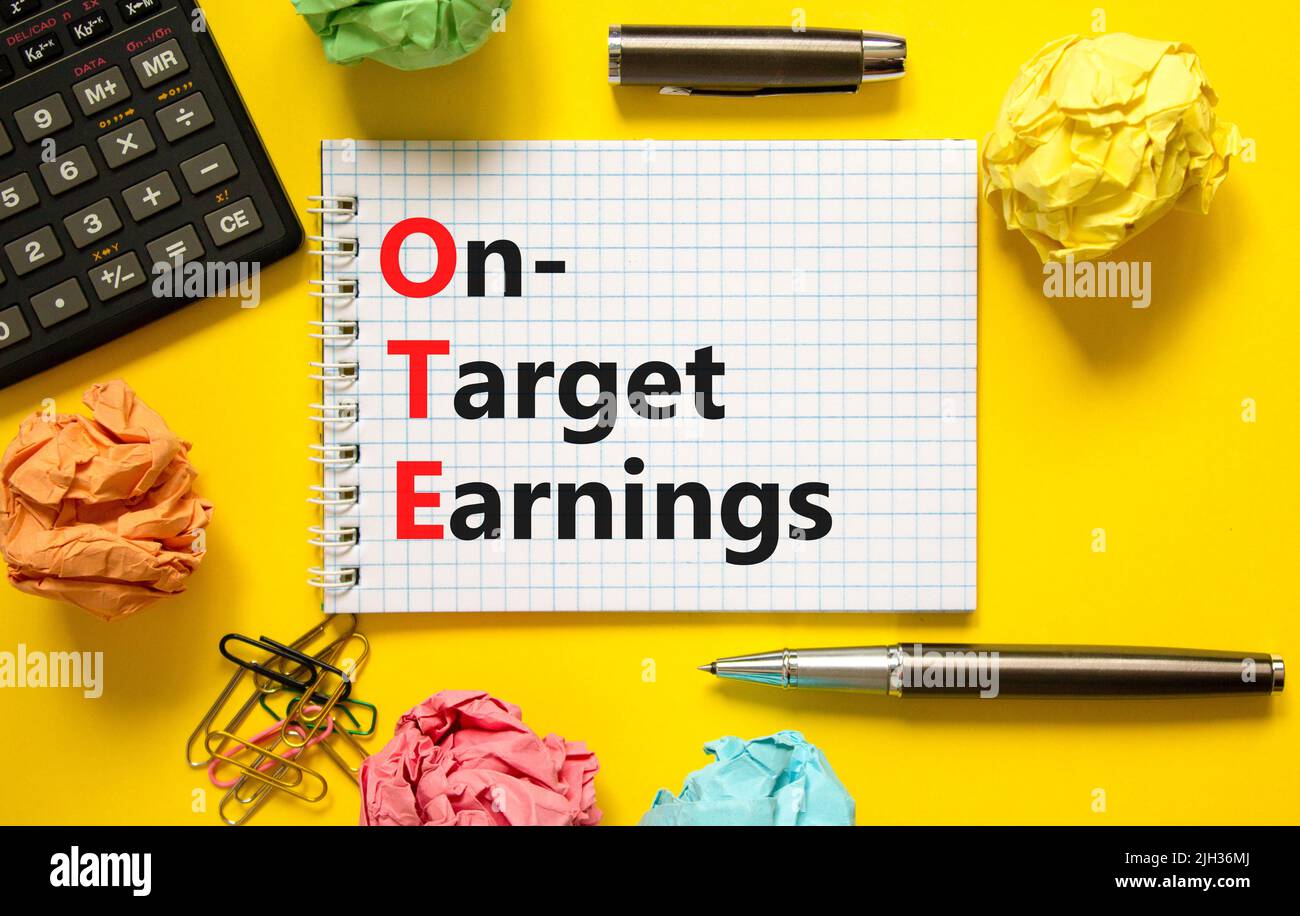 OTE on-target earnings symbol. Concept words OTE on-target earnings on ...