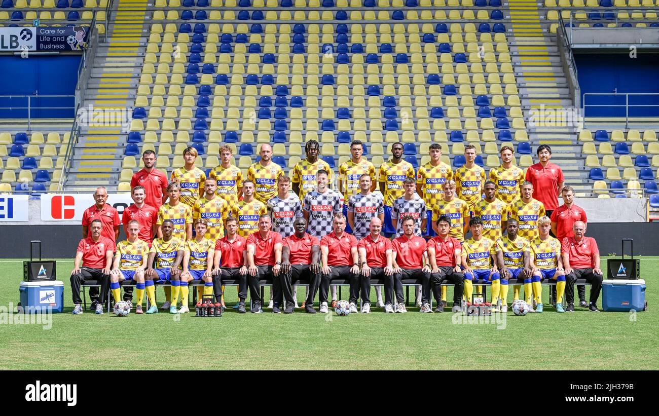Belgium. 14th July, 2022. STVV's team for the upcoming season.Back row ...