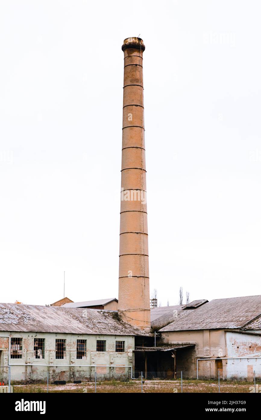 Photograph of the high chimney stack at the now closed historic ...