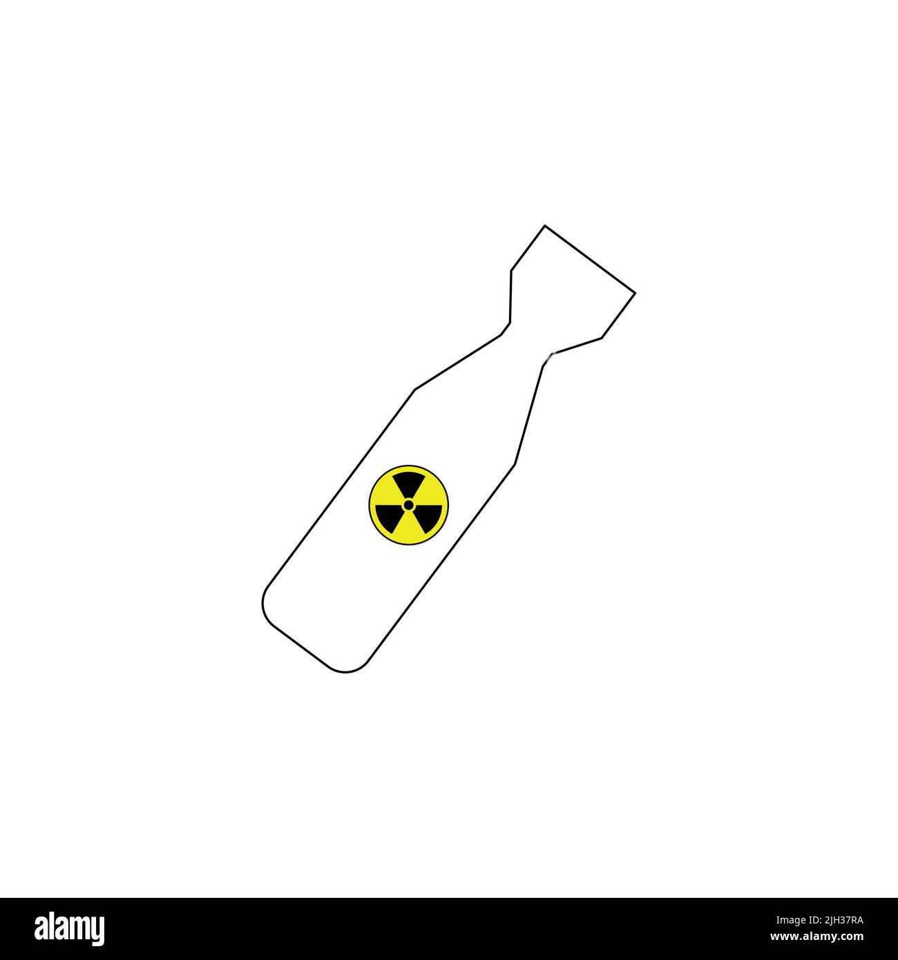 Atomic bomb, nuclear weapon simple outline, line icon vector ...