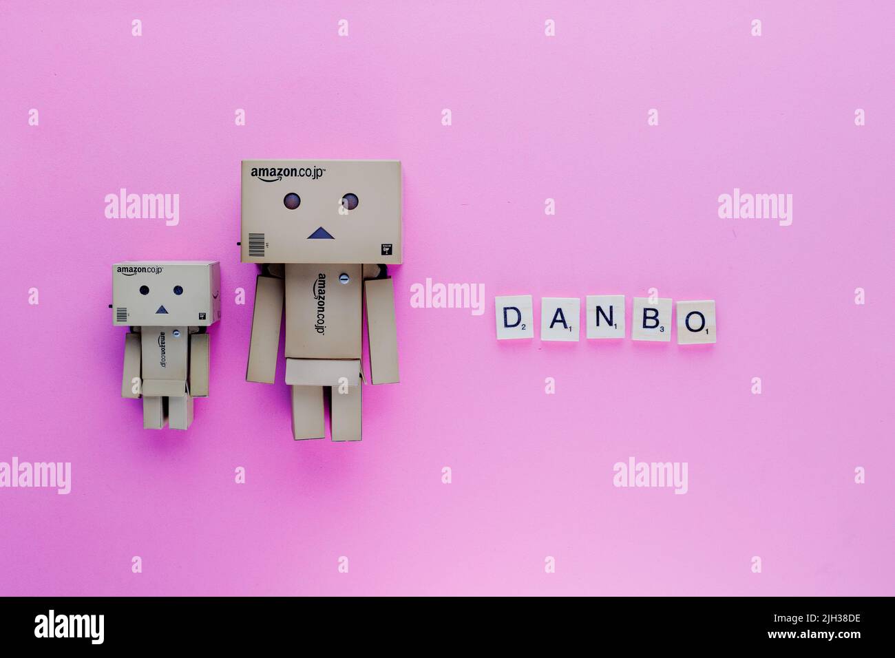 Danbo/Danboard fictional robot character flat lay Stock Photo - Alamy