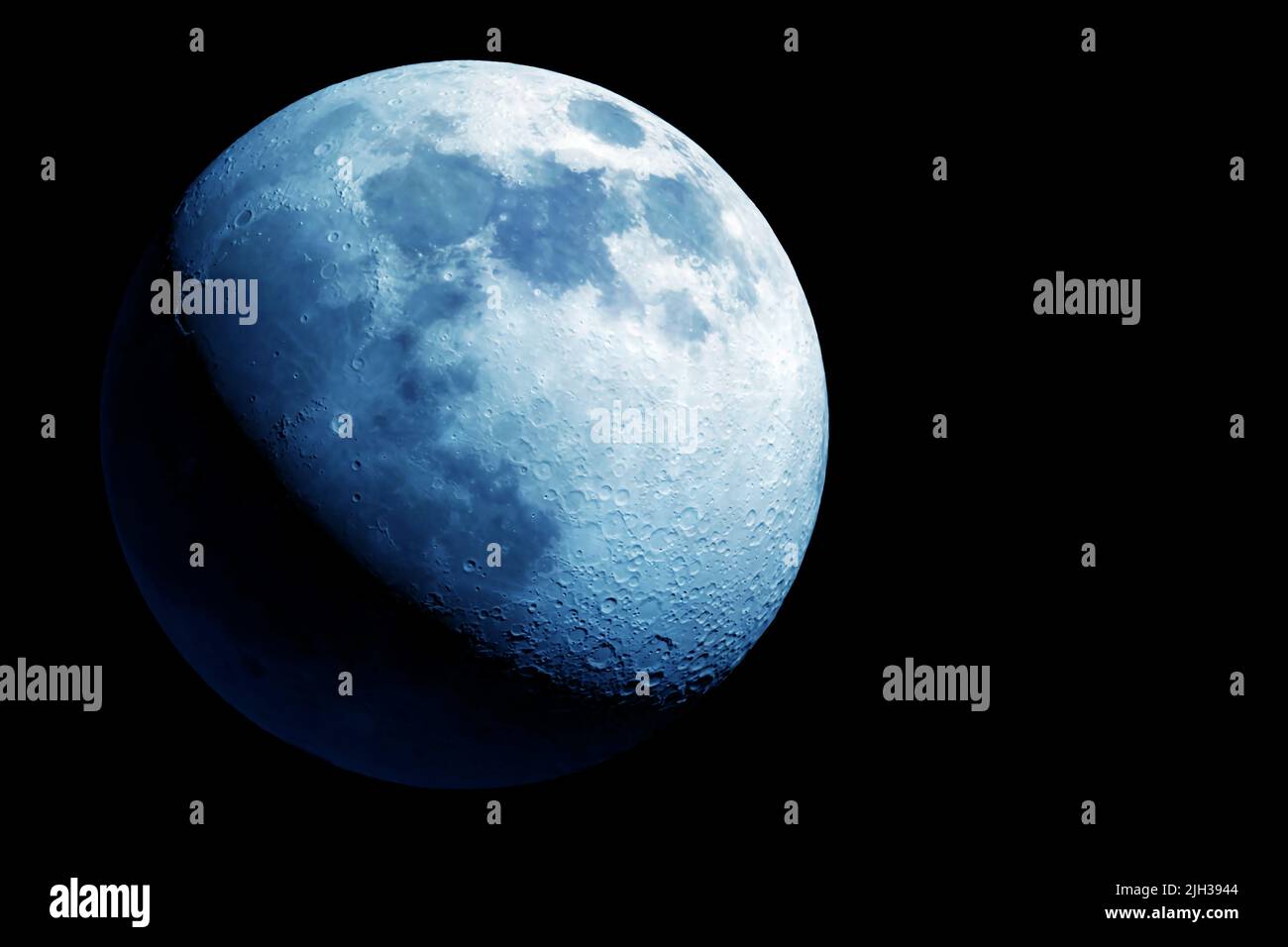 Moon in blue color, on a dark background. Elements of this image ...