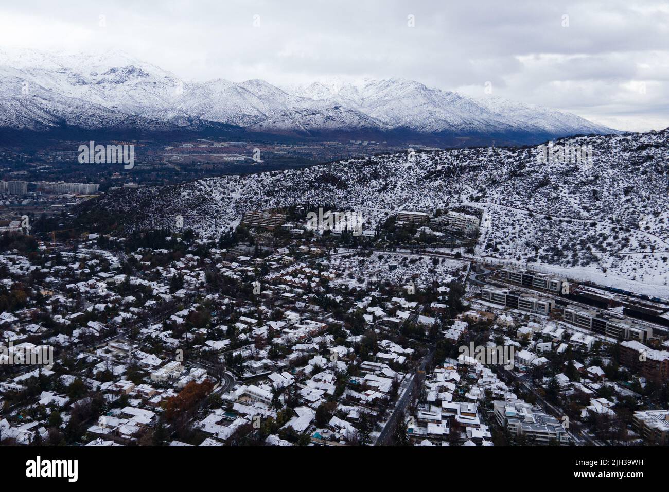 Santiago, Metropolitana, Chile. 14th July, 2022. Aerial shot of the ...
