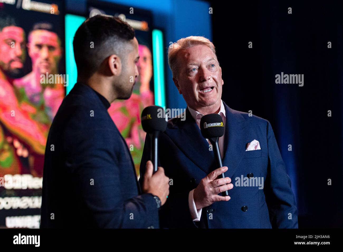 London, UK. 14th Jul, 2022. Frank Warren (right) and Dev Sahni (left ...