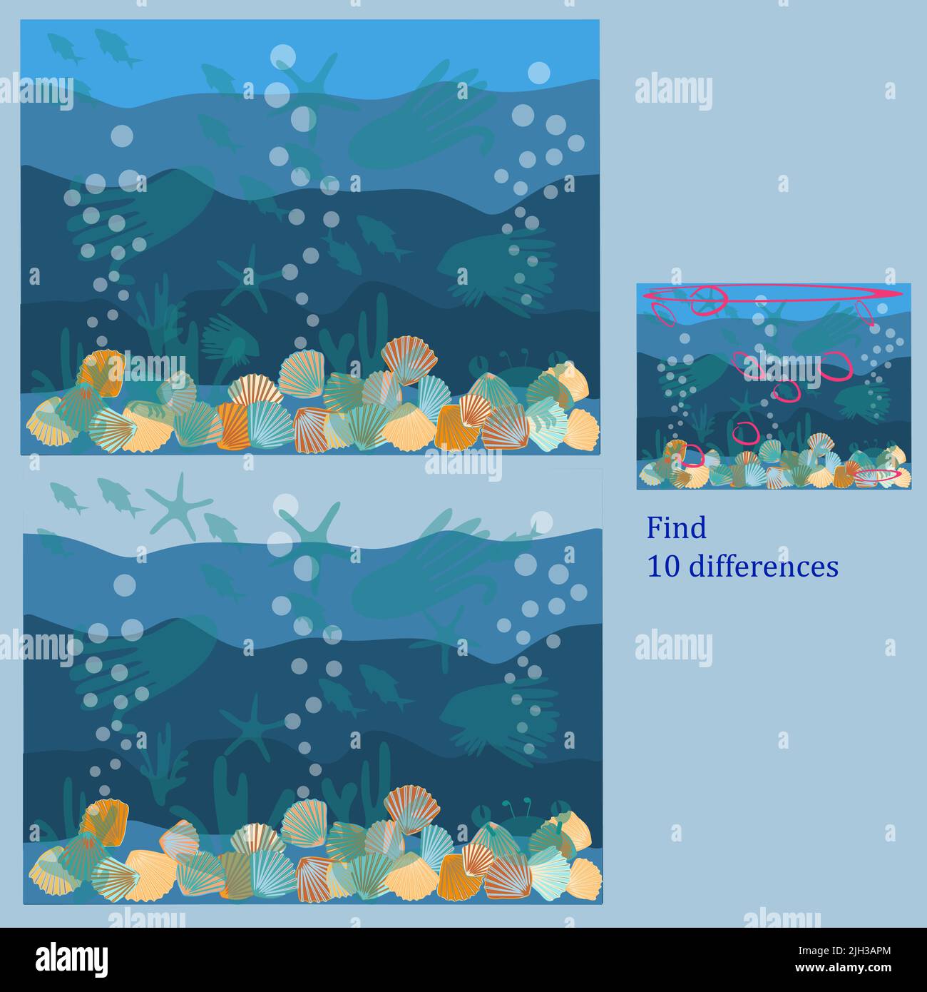 in the rebus for children up to 6 years old marine life find 10 ...