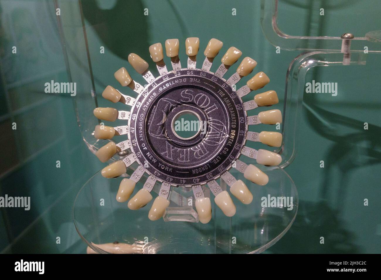 A Solarex porcelain teeth shade guide on display in the Thackray Museum ...