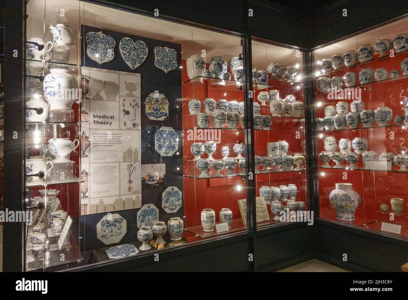 General view of apothacary earthenware jar display in the Thackray ...