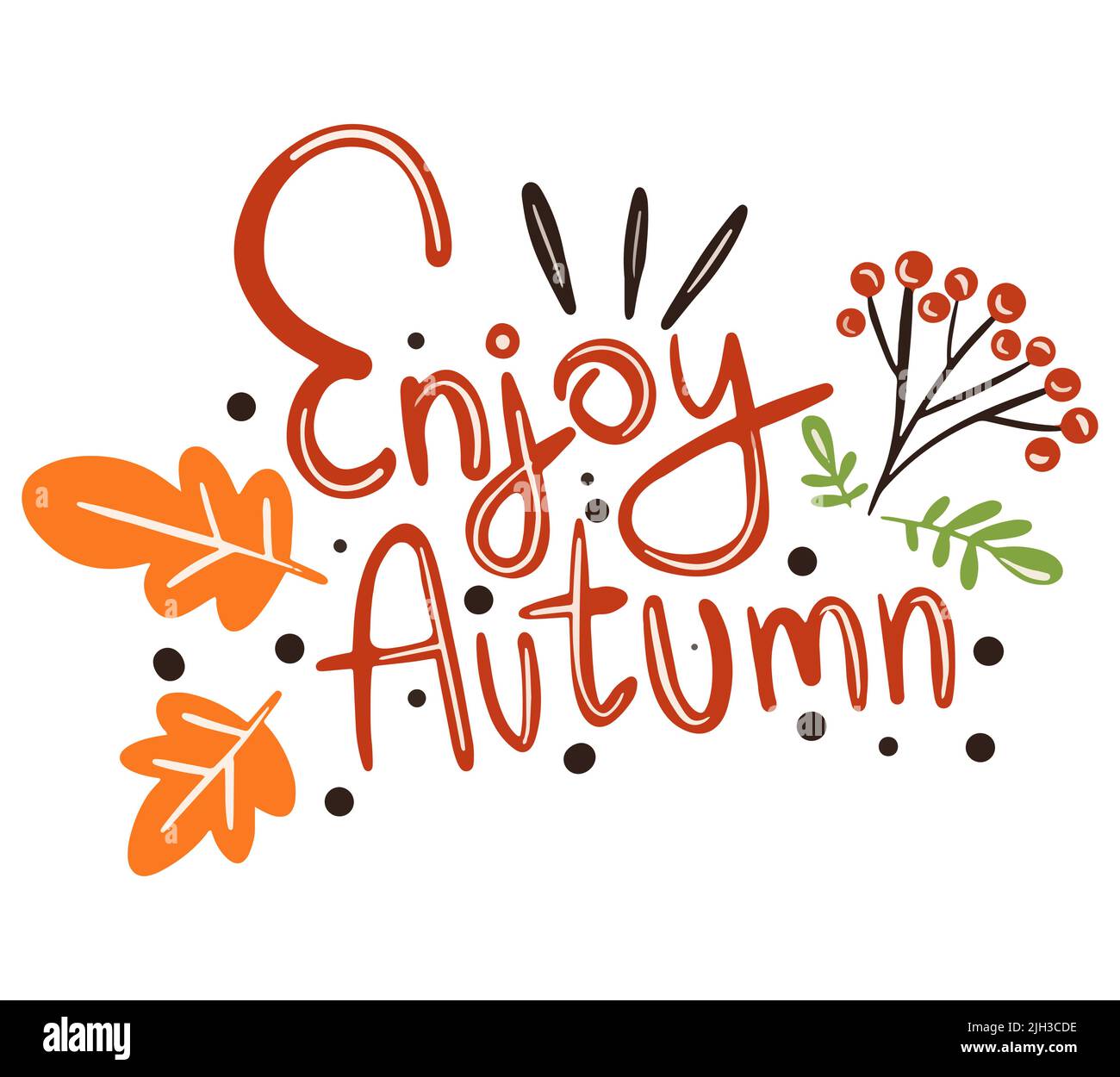 Enjoy Autumn vector hand drawn lettering design. Fall calligraphy ...