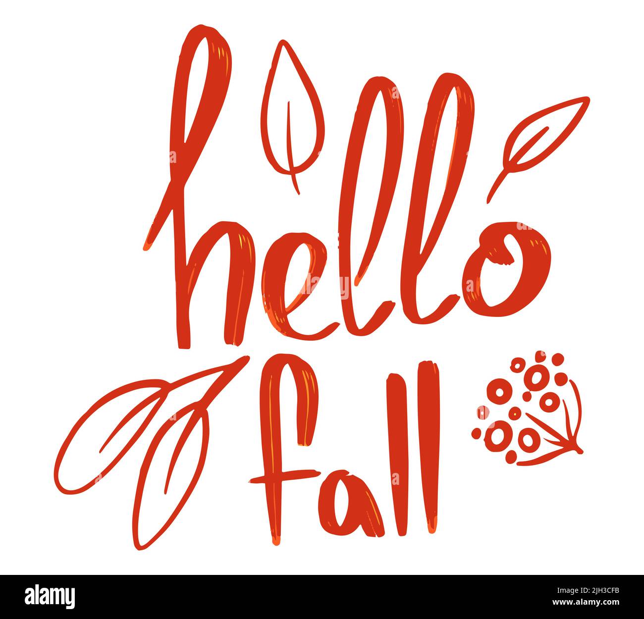 Hello Fall vector hand drawn lettering design. Autumn calligraphy ...