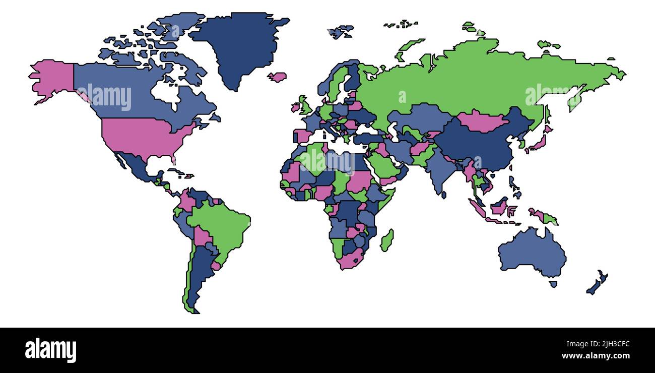 Simplified smooth border World map Stock Vector Image & Art - Alamy