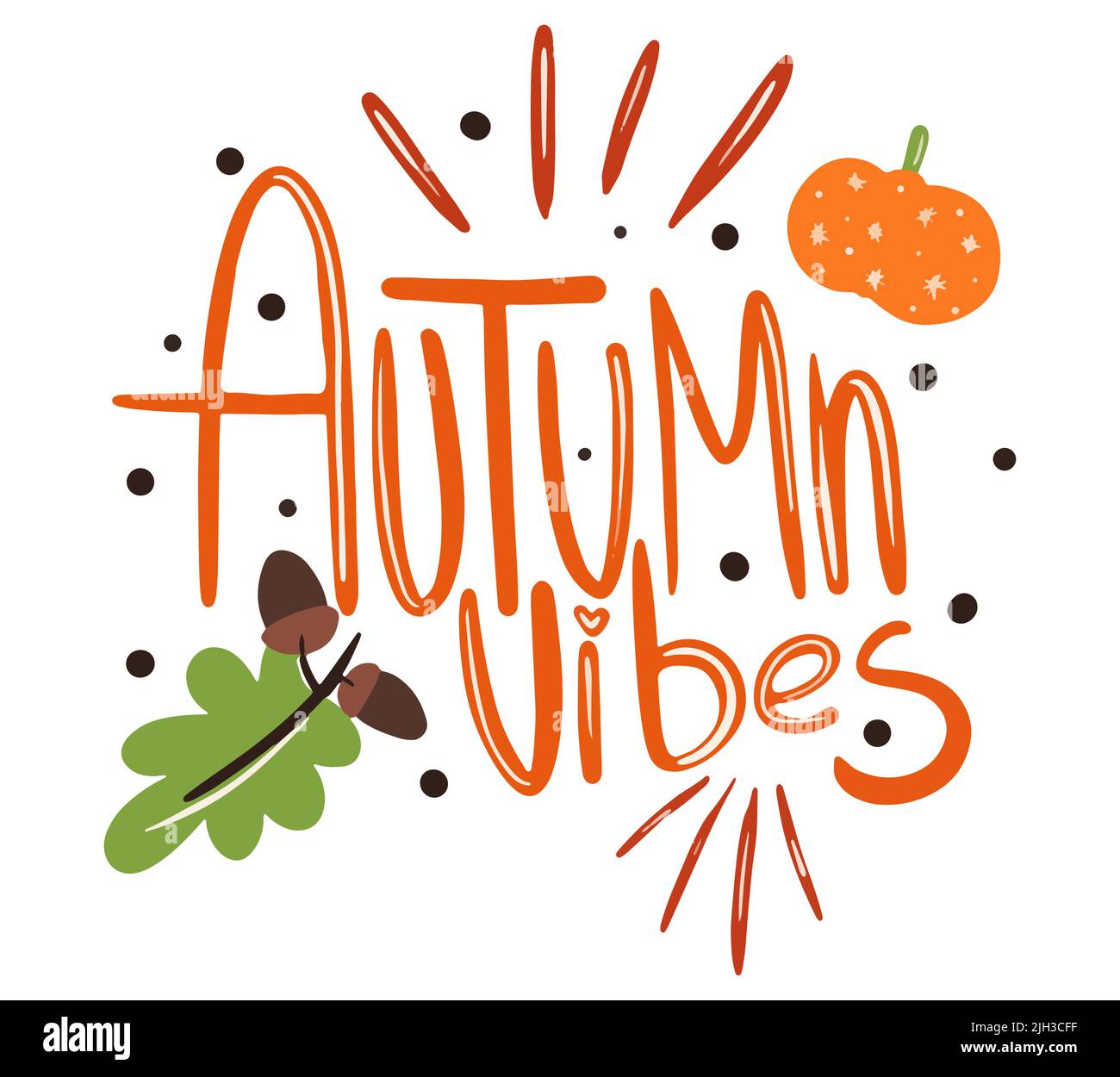 Autumn vibes vector hand drawn lettering design. Fall calligraphy ...