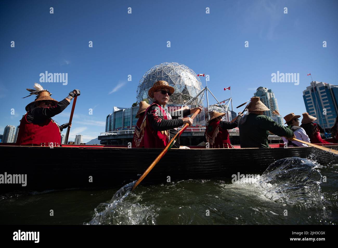 Vancouver, Canada. 14th July, 2022. Members of the Squamish Nation ...