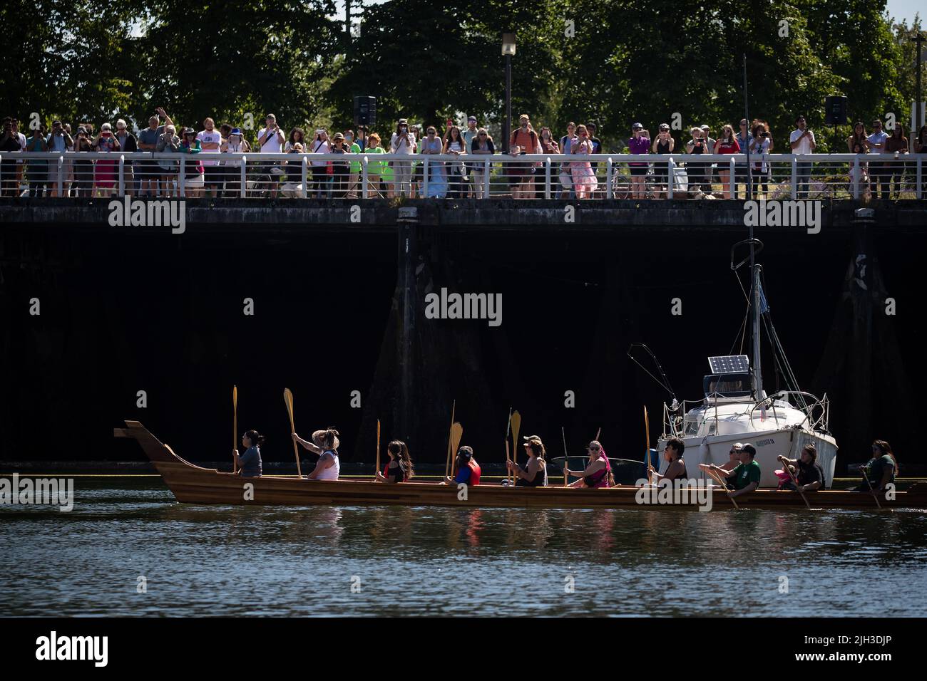 Vancouver, Canada. 14th July, 2022. First Nations members in a ...