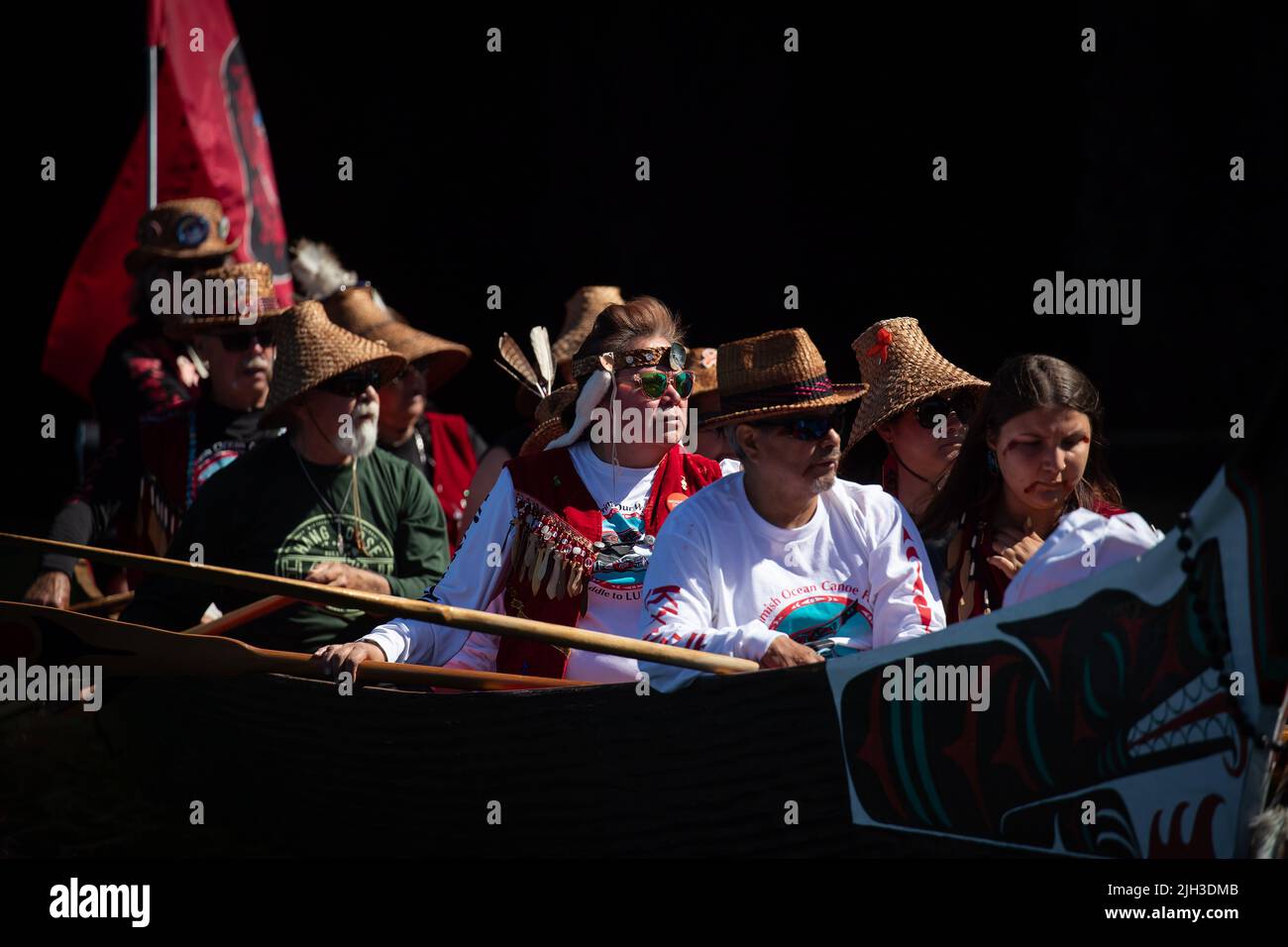 Vancouver, Canada. 14th July, 2022. Members of the Squamish Nation sit ...