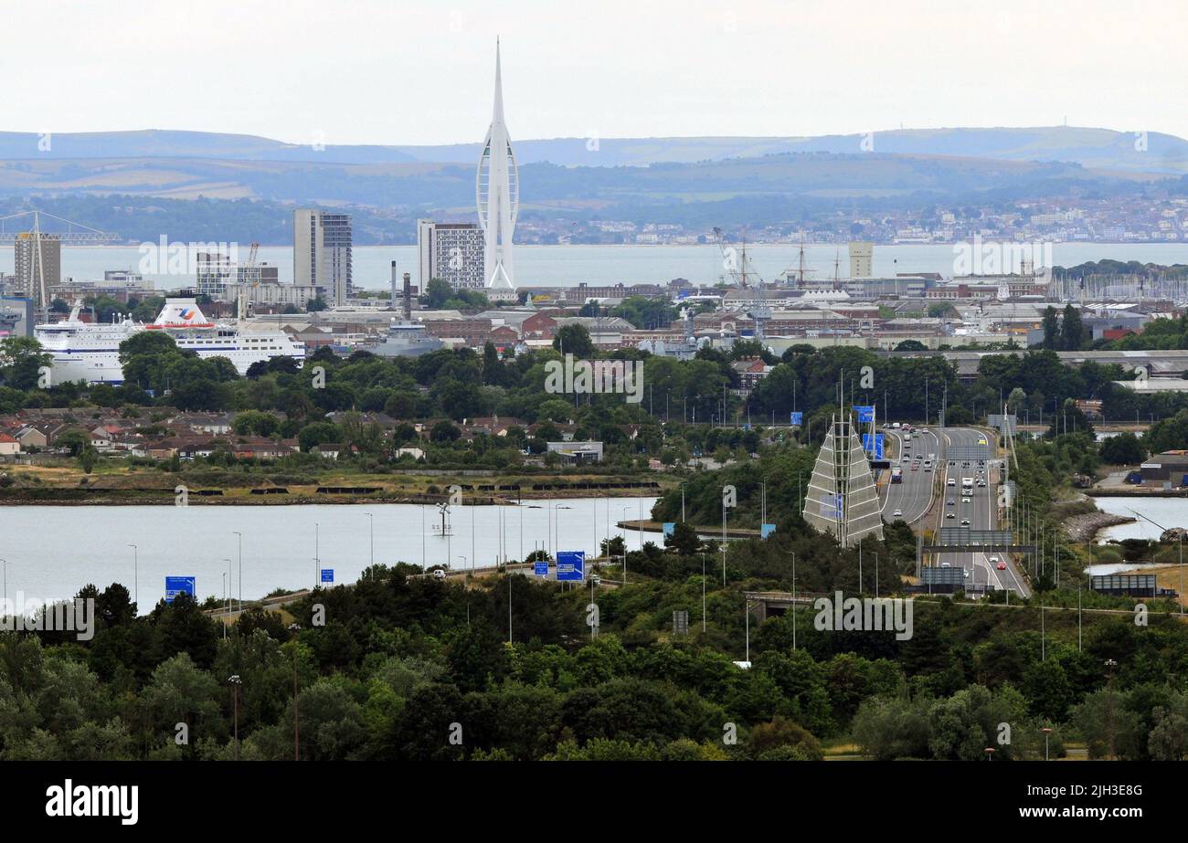 THE CITY OF PORTSMOUTH, SPINNAKER TOWER , TRI SAIL, AND M275 LOOKING ...