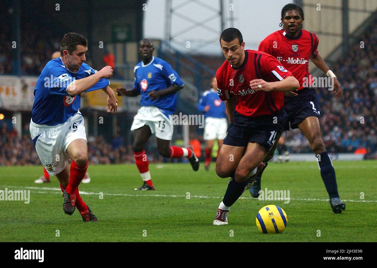 PORTSMOUTH V WBA. NEIL CLEMENT BURSTS PAST ANDY GRIFFIN FOR WBA'S ...