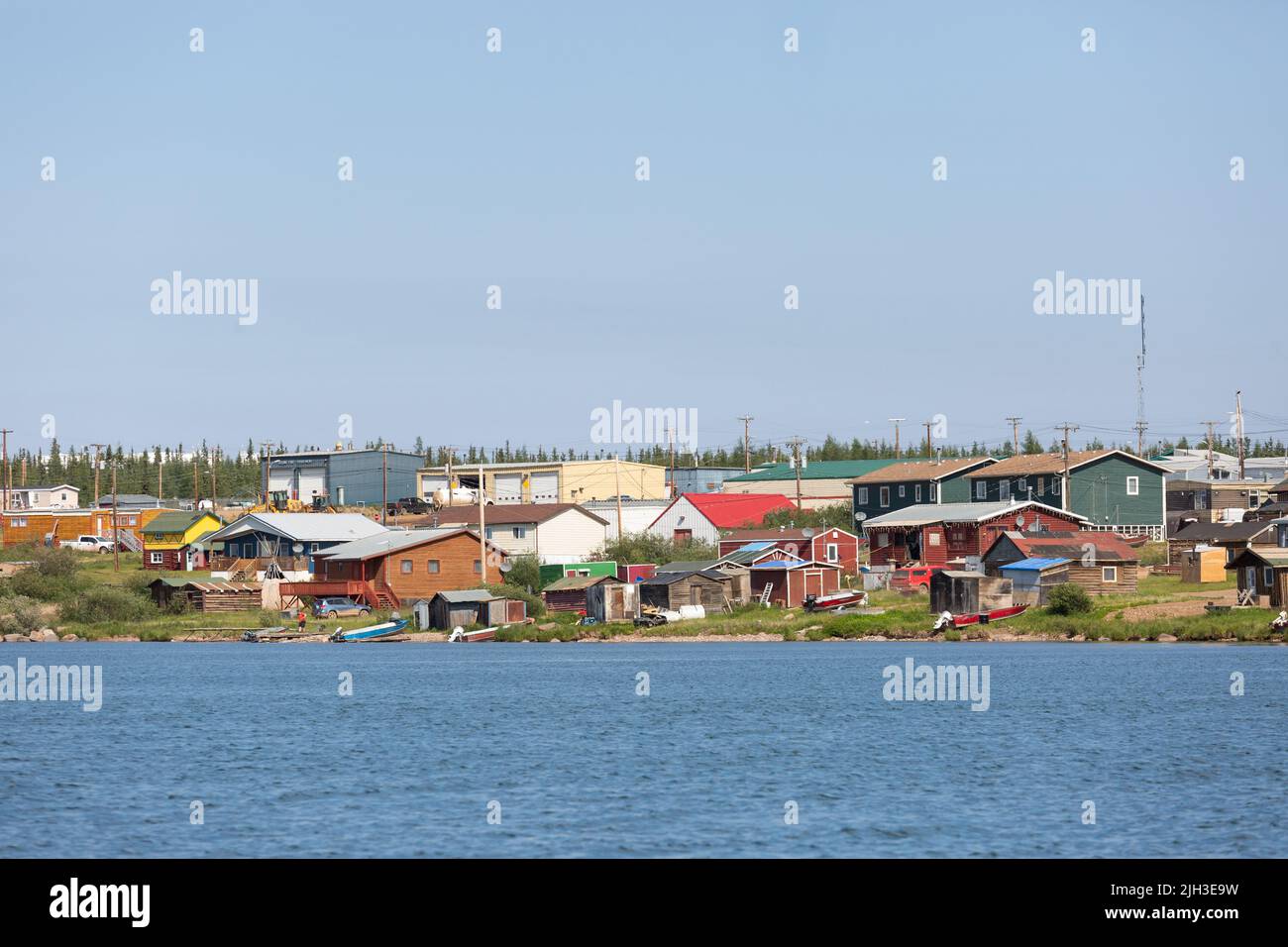 Houses, shacks and other buildings in summer, in the northern ...