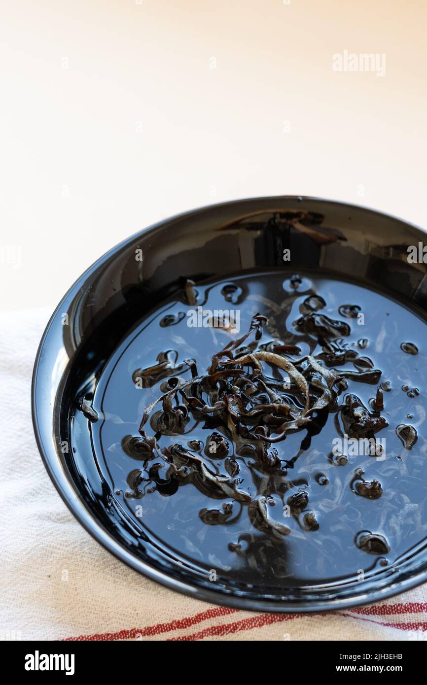 Dried mun mushrooms, Chinese traditional medicine and cuisine. Fungi ...