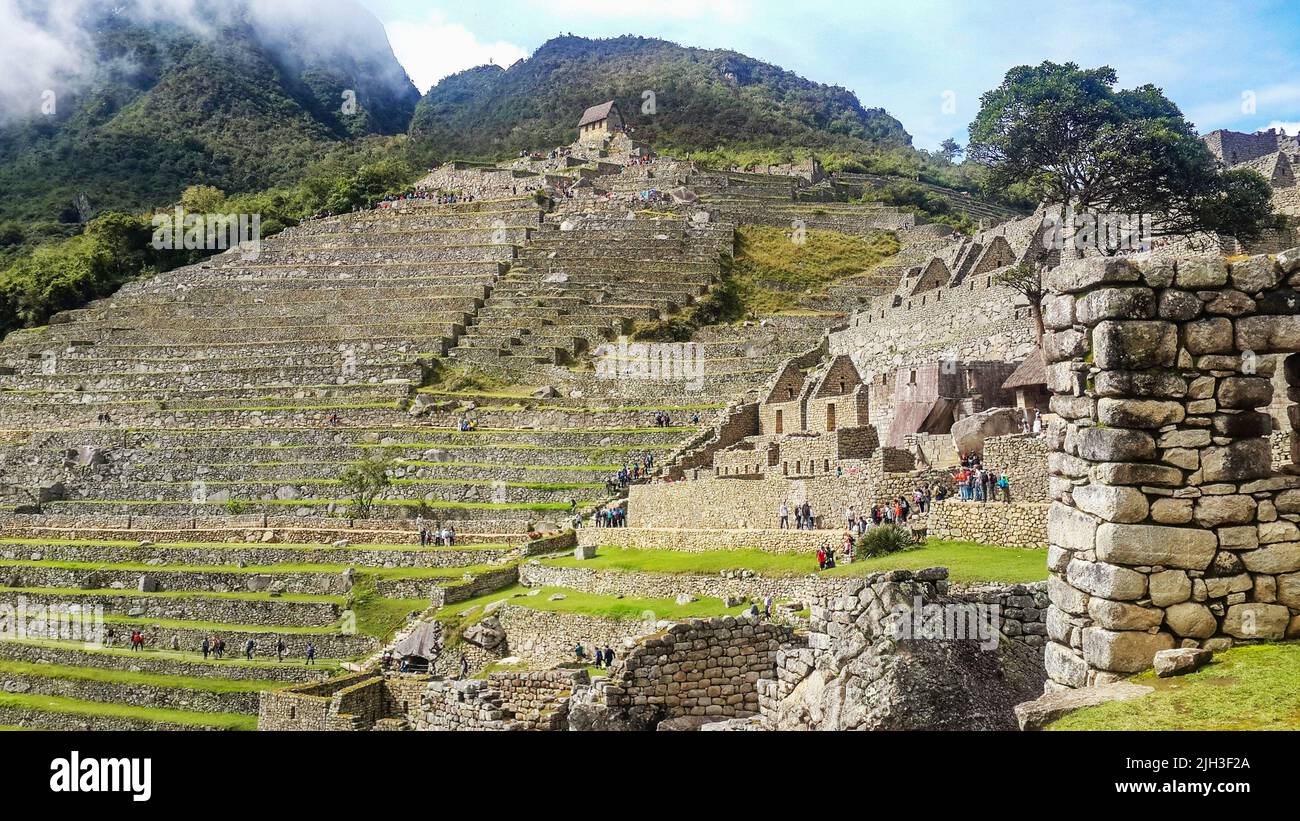 Stunning Machu Piccu city view, high angle. Spectacular nature scenery ...