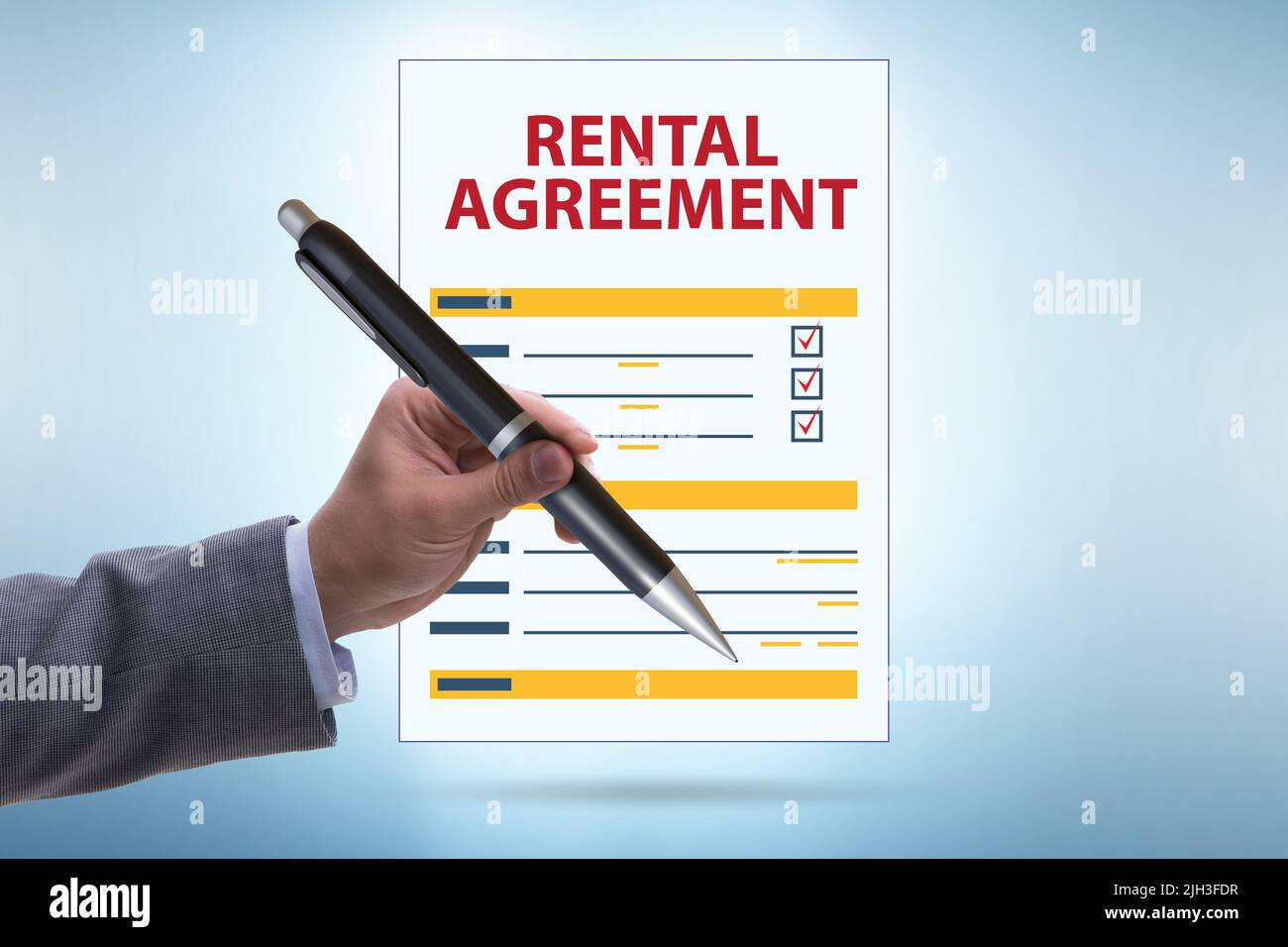 Rental agreement concept with the paperwork Stock Photo - Alamy