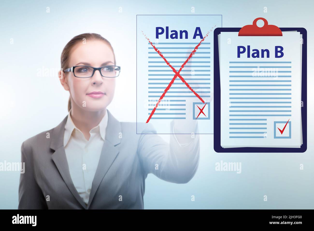 Concept of choosing between Plan A or the Plan B Stock Photo - Alamy