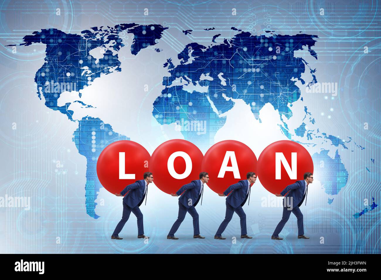 Businessmen in load and debt concept Stock Photo - Alamy