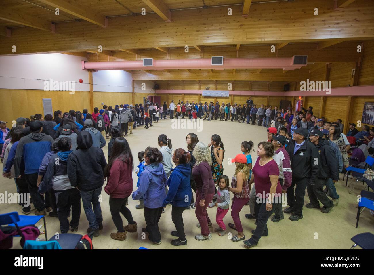 People at drum dance celebrating the Deline Final Self-government ...