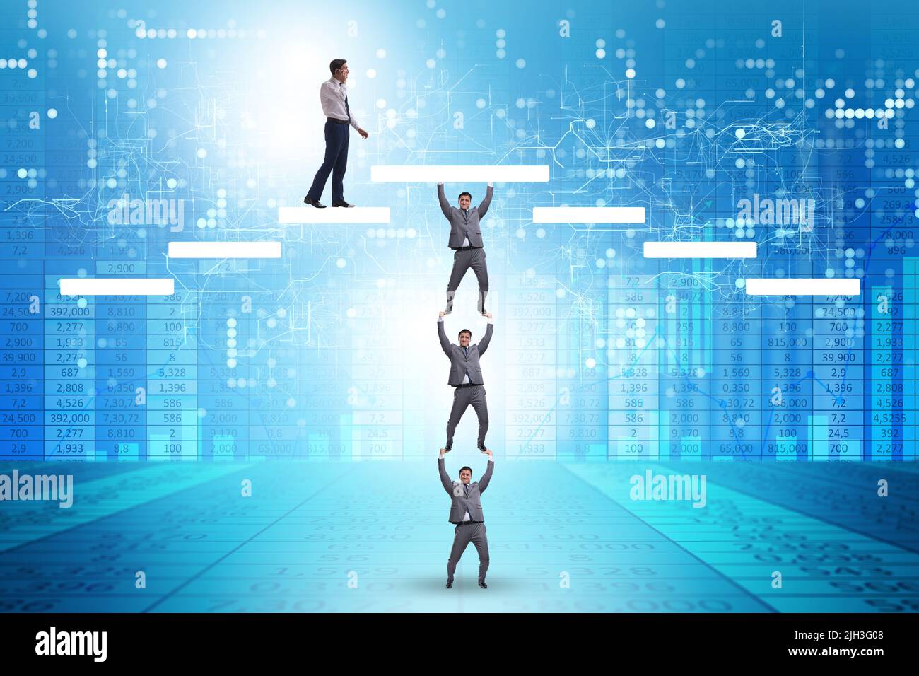 Teamwork concept with the businessmen helping each other Stock Photo ...