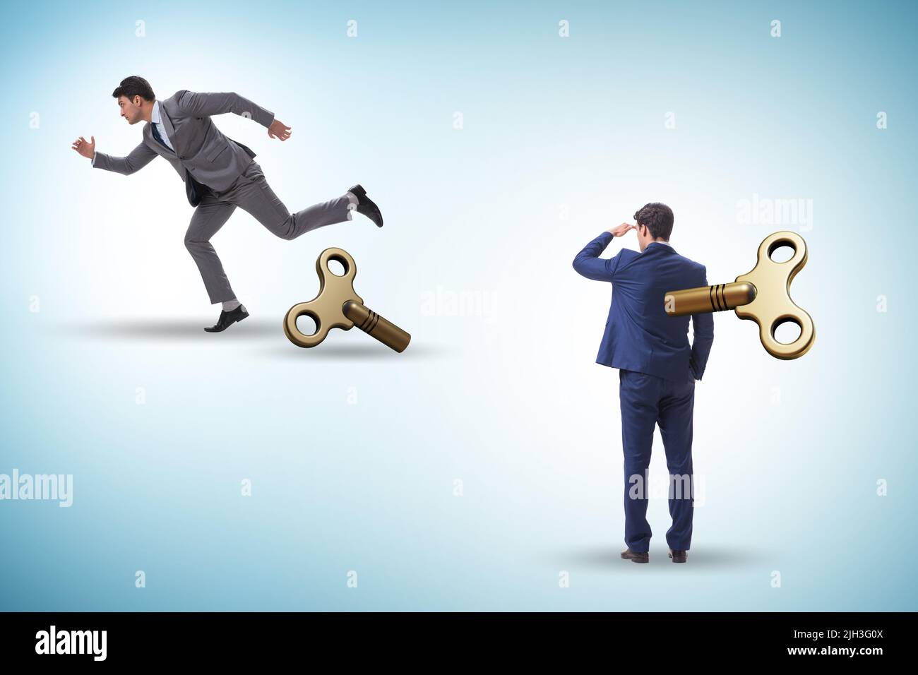 Concept of businessman escaping from the office routine Stock Photo - Alamy