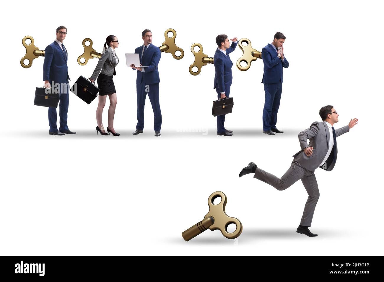 Concept of businessman escaping from the office routine Stock Photo - Alamy