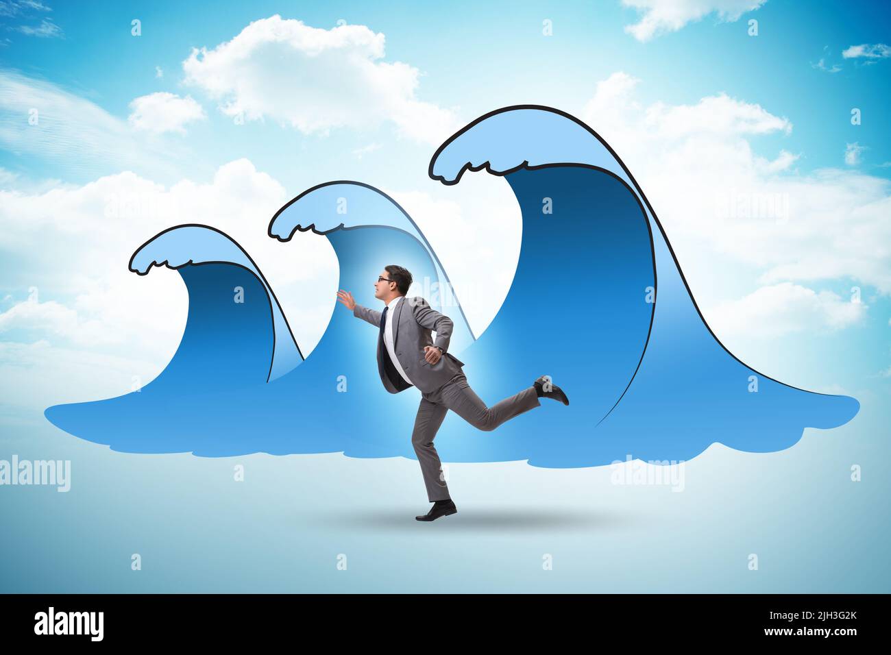 Businessman running out sea hi-res stock photography and images - Alamy