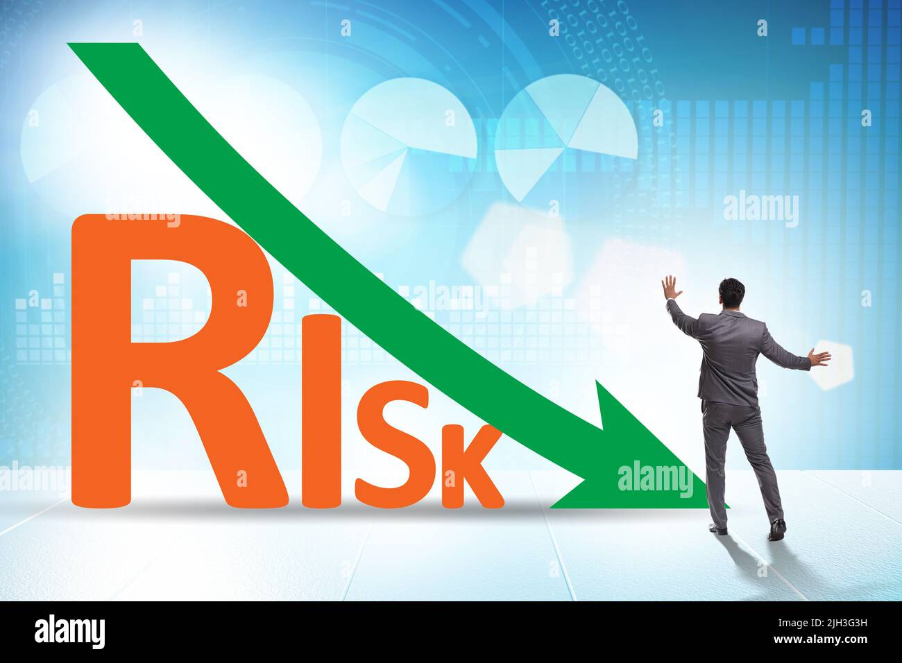 Risk reduction and mitigation concept with the businessman Stock Photo ...