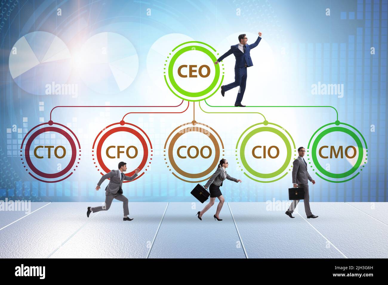 Illustration of organisation chart with the various executives Stock ...