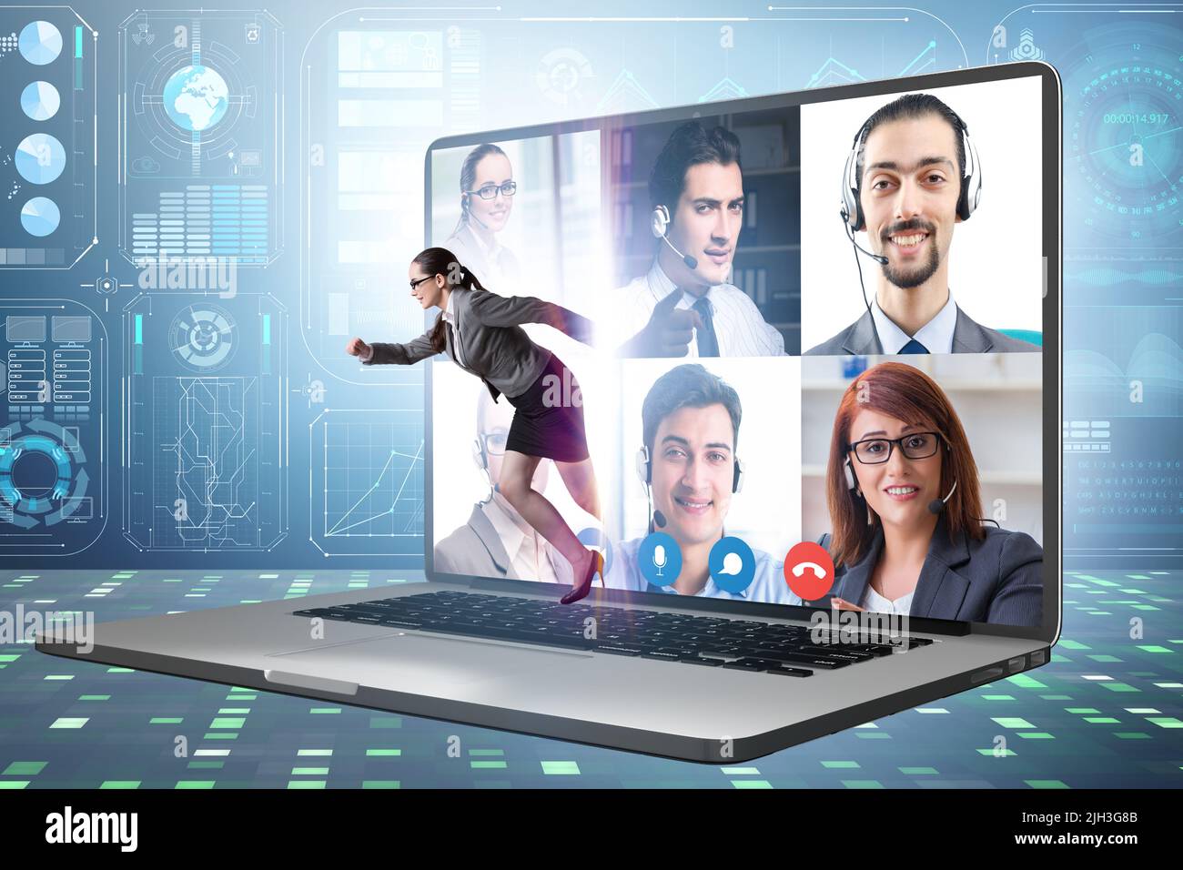 Videoconferencing concept with the people in online call Stock Photo ...
