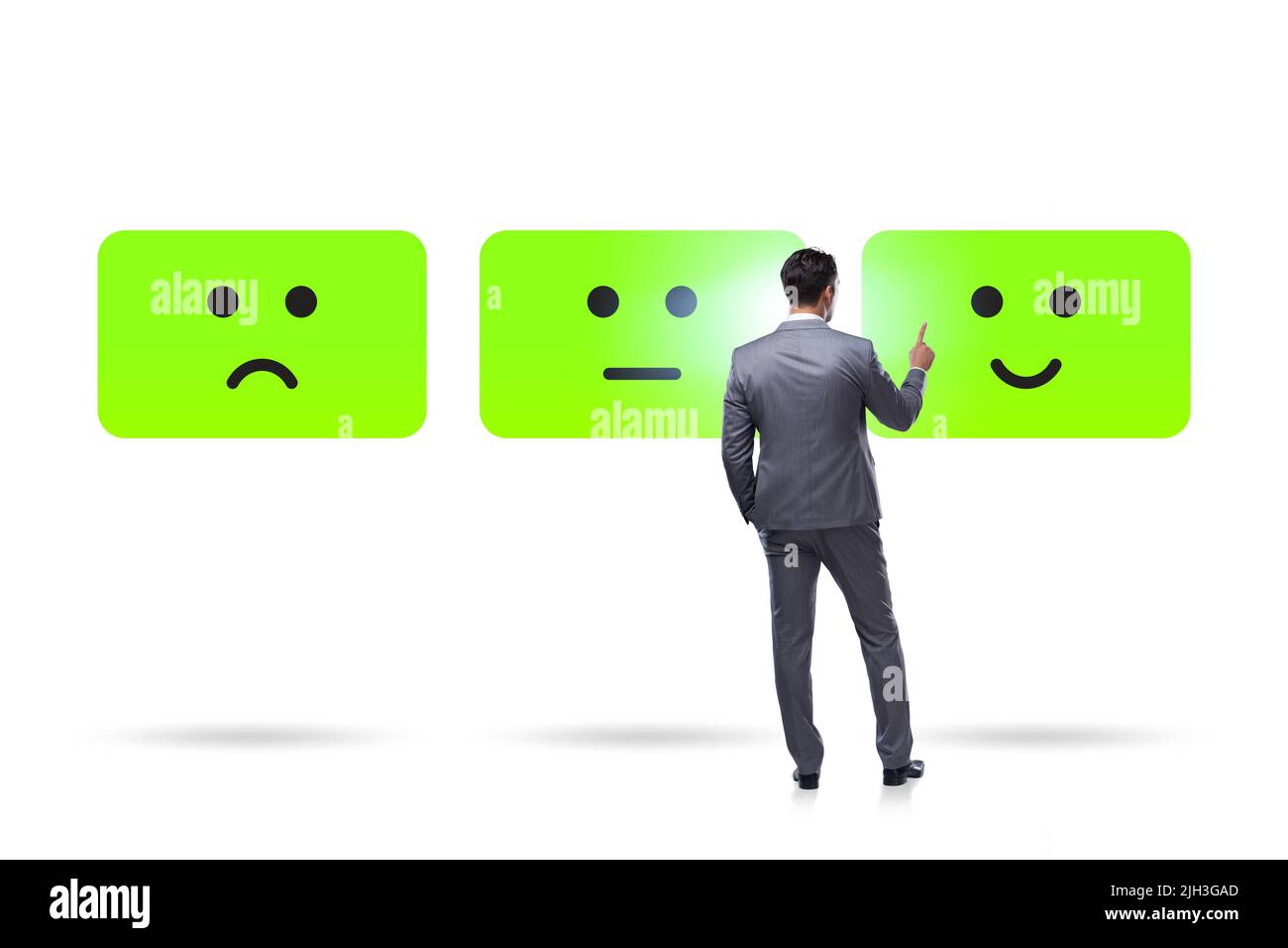 Illustration of customer feedback with the faces and businessman Stock ...