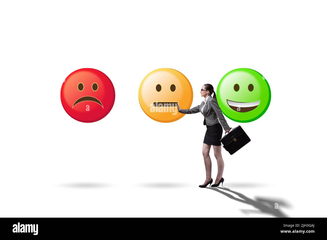 Illustration of customer feedback with the faces and businesswoman ...