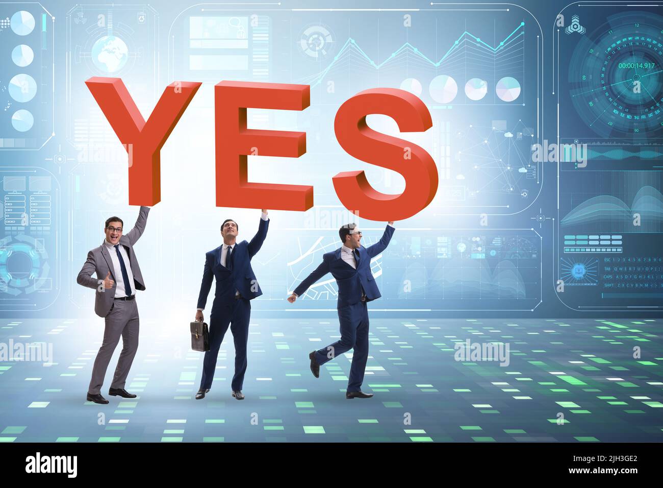 Businessmen in yes positive answer concept Stock Photo - Alamy