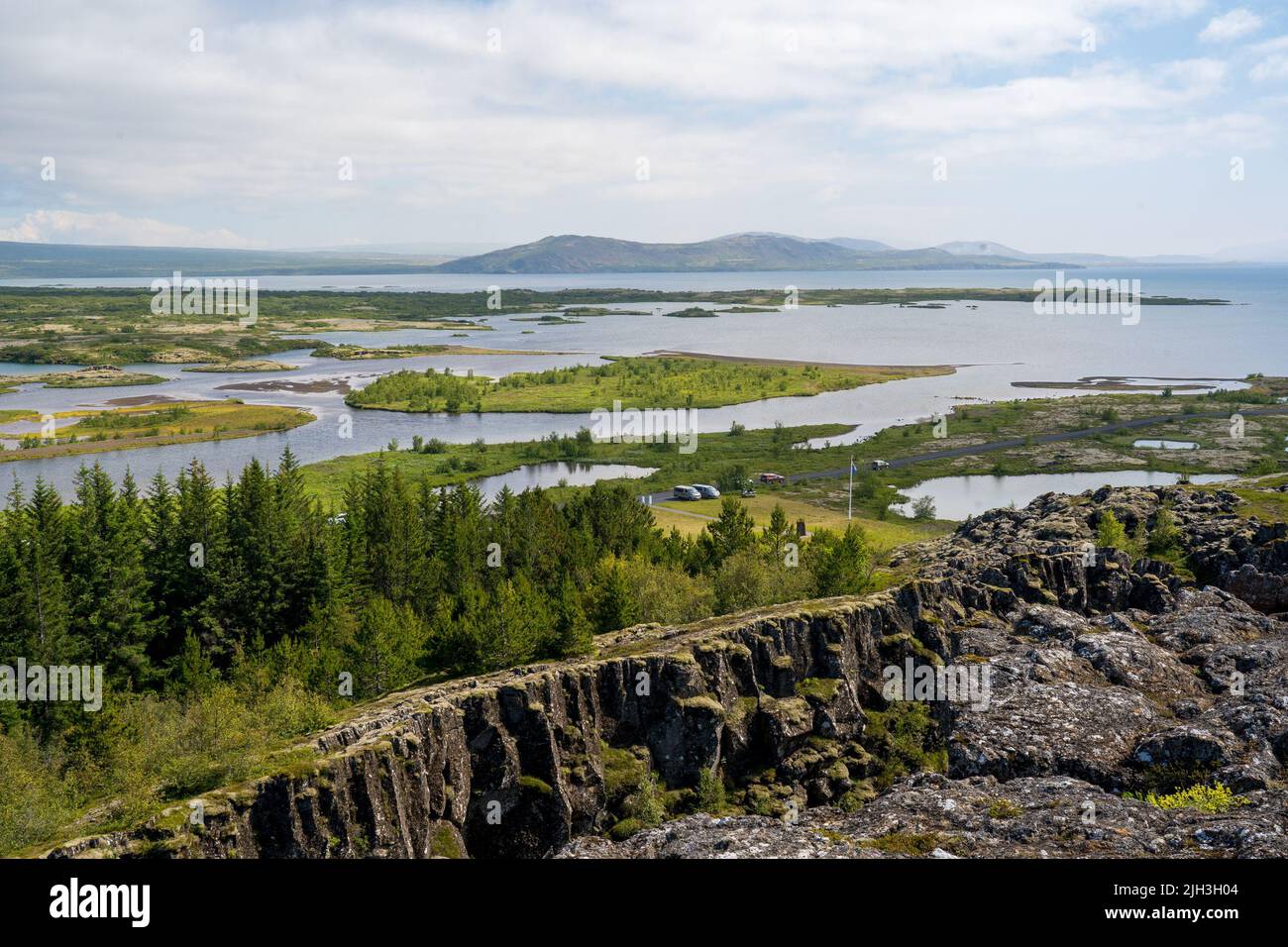 Bláskógabyggð, Iceland - July 2,2022 View of the Thingvallavatn lake at ...