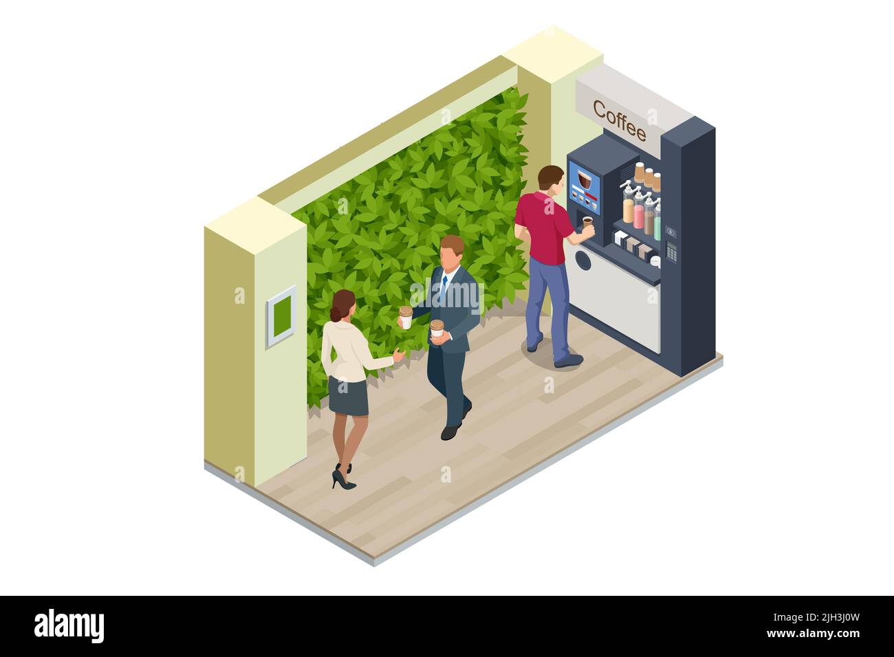 Isometric self-service coffee machines offer consistent quality coffee ...