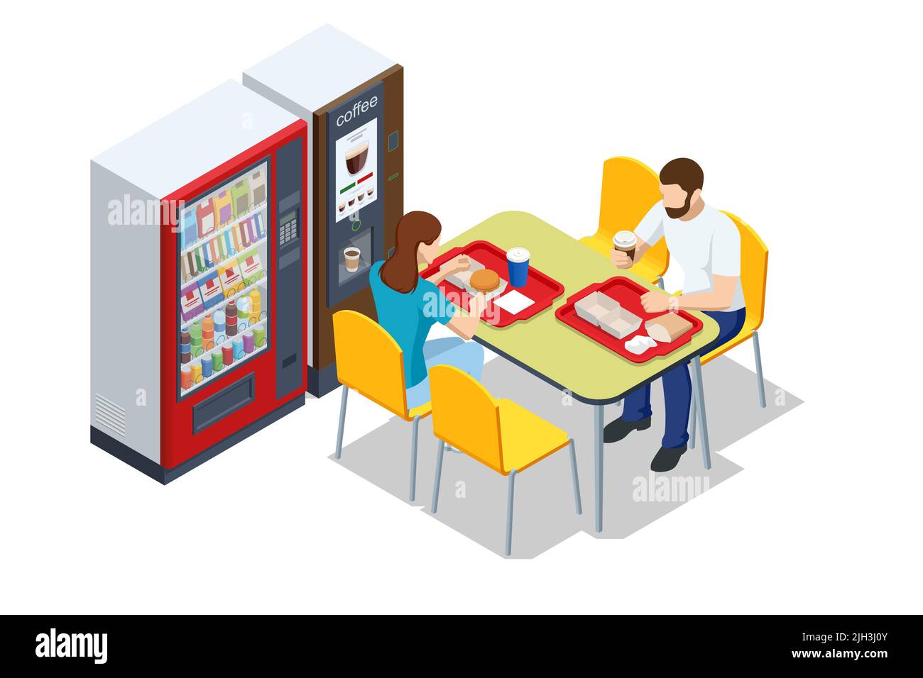 Isometric self-service coffee machines offer consistent quality coffee ...