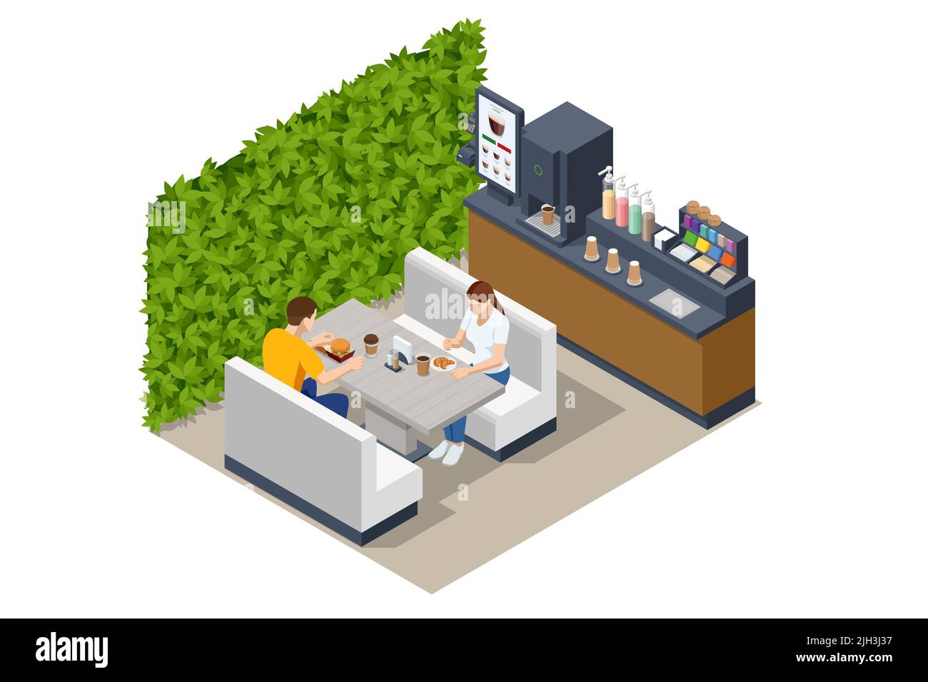 Isometric self-service coffee machines offer consistent quality coffee ...