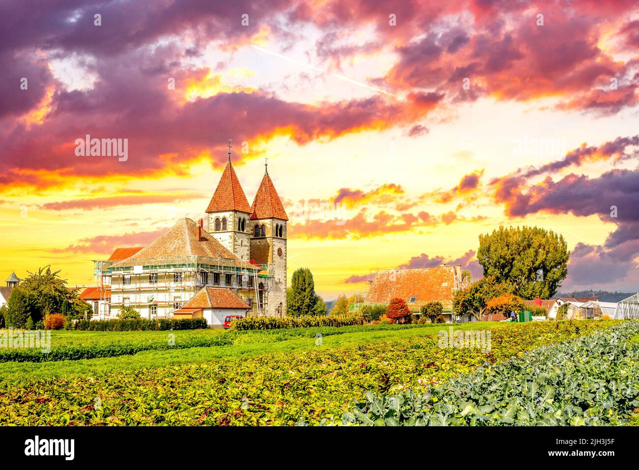 Church in Island Reichenau, Lake Constance, Germany Stock Photo - Alamy