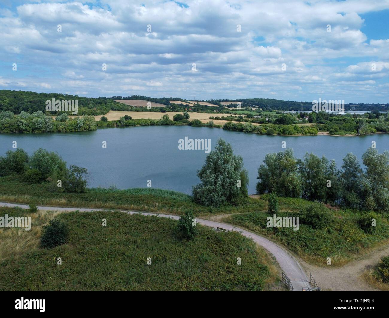Aerial view of Lake and nature in Roydon Stock Photo - Alamy