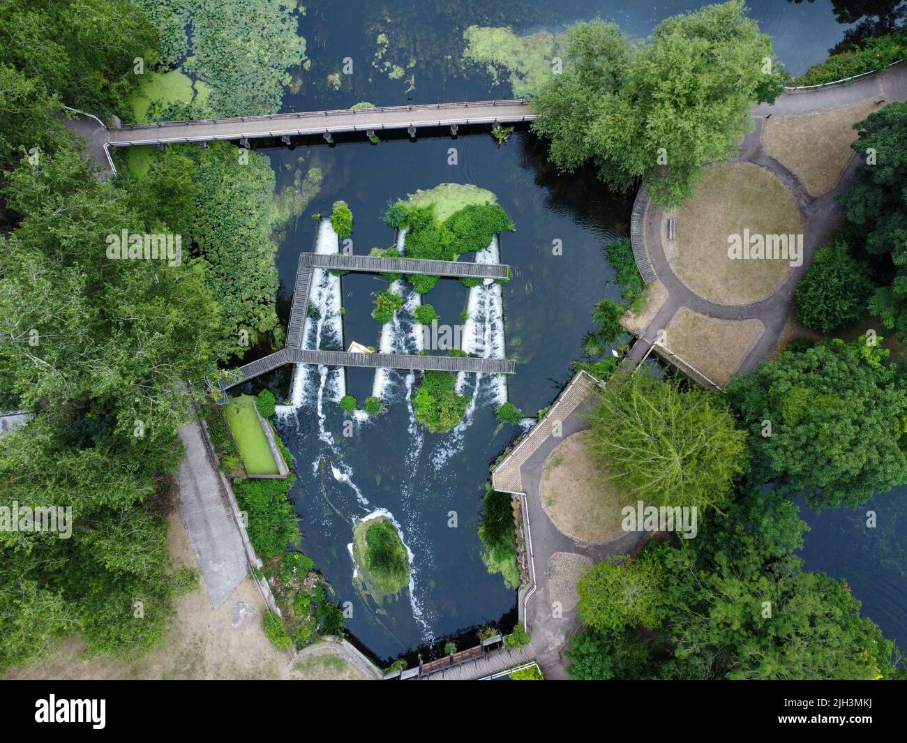 Aerial view small waterfall water hi-res stock photography and images ...