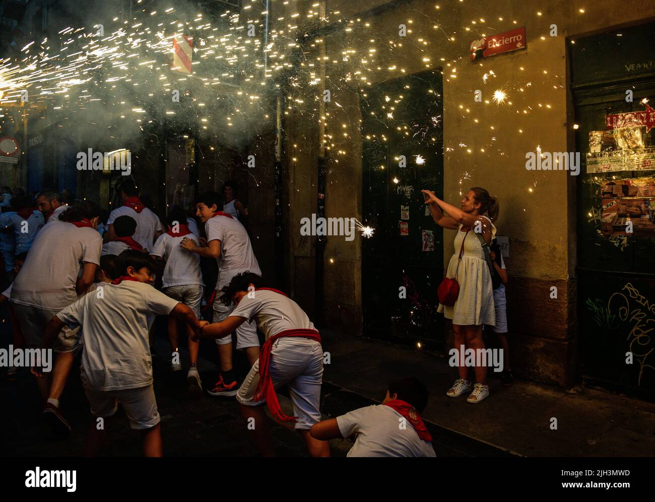 Pamplona bull run fireworks hi-res stock photography and images - Alamy