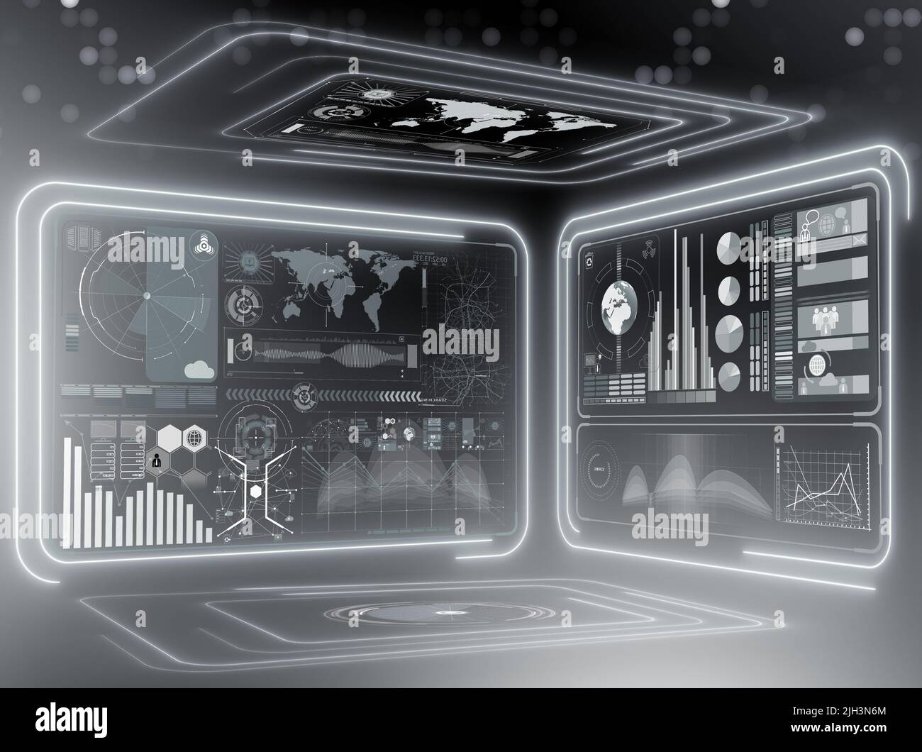 Abstract data room with futuristic design - 3d rendering Stock Photo ...